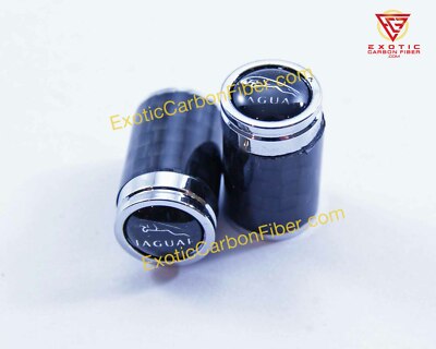Jaguar Silver Jaguar and Text / Black Backgrd Carbon Fiber Tire Valve ...