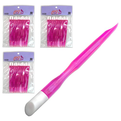 30pcs Long Plastic Cuticle Pusher Hard Rubber Tipped Nail Tool Cleaner ...