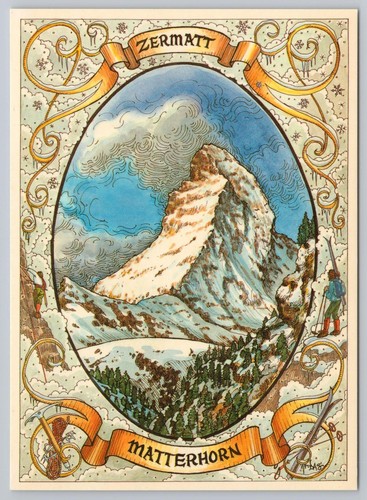 Vintage Matterhorn Winter Swiss Alps Zermatt Switzerland Don Smith Art ...