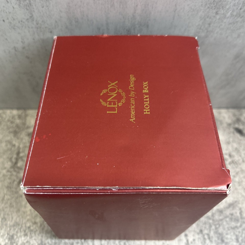 Lenox Christmas Trinket Box Holly Berry 3” Square Jewelry Box Gold Trim ...