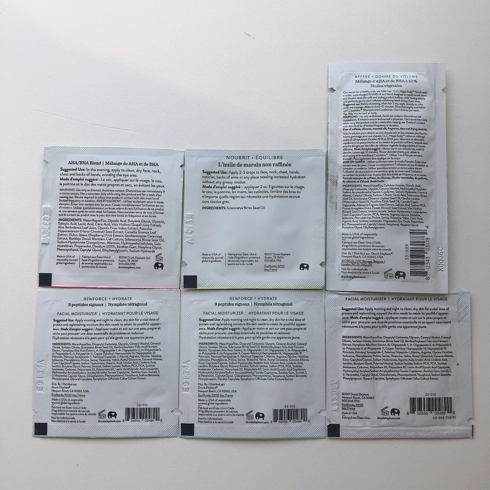 6pc - Drunk Elephant Face Cream & Night Serum & Facial Oil & Scalp ...