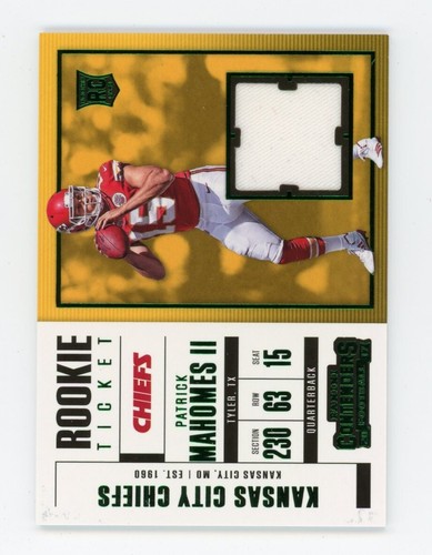 2017 Panini Contenders Patrick Mahomes Rookie Ticket Patch Kansas City ...