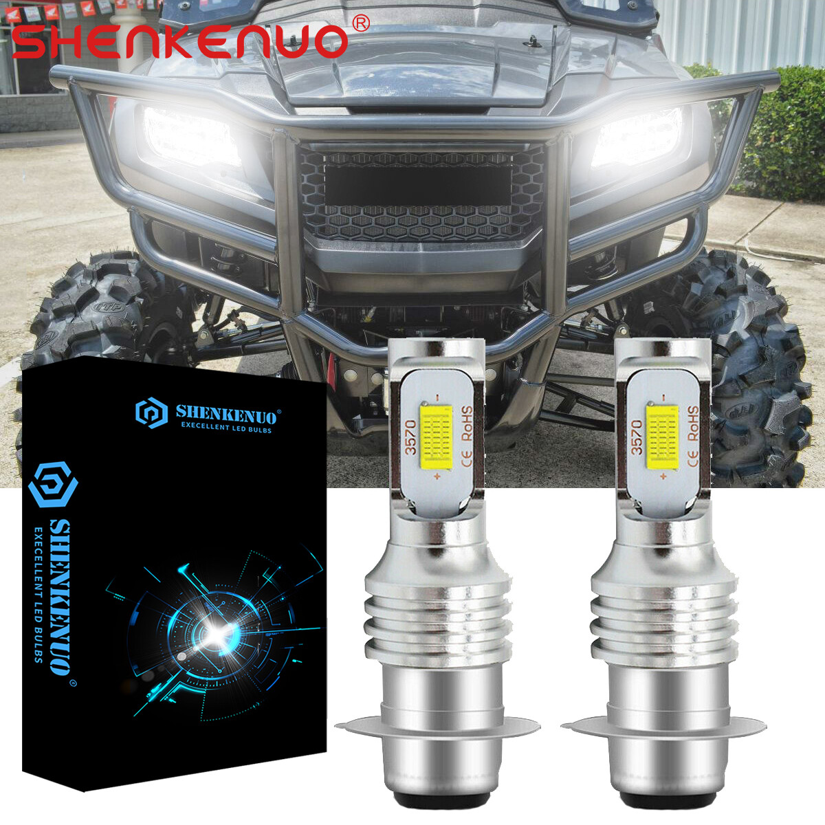 For Yamaha Banshee 350 1987-2006 2PC 6000K White LED Headlights Bulbs ...