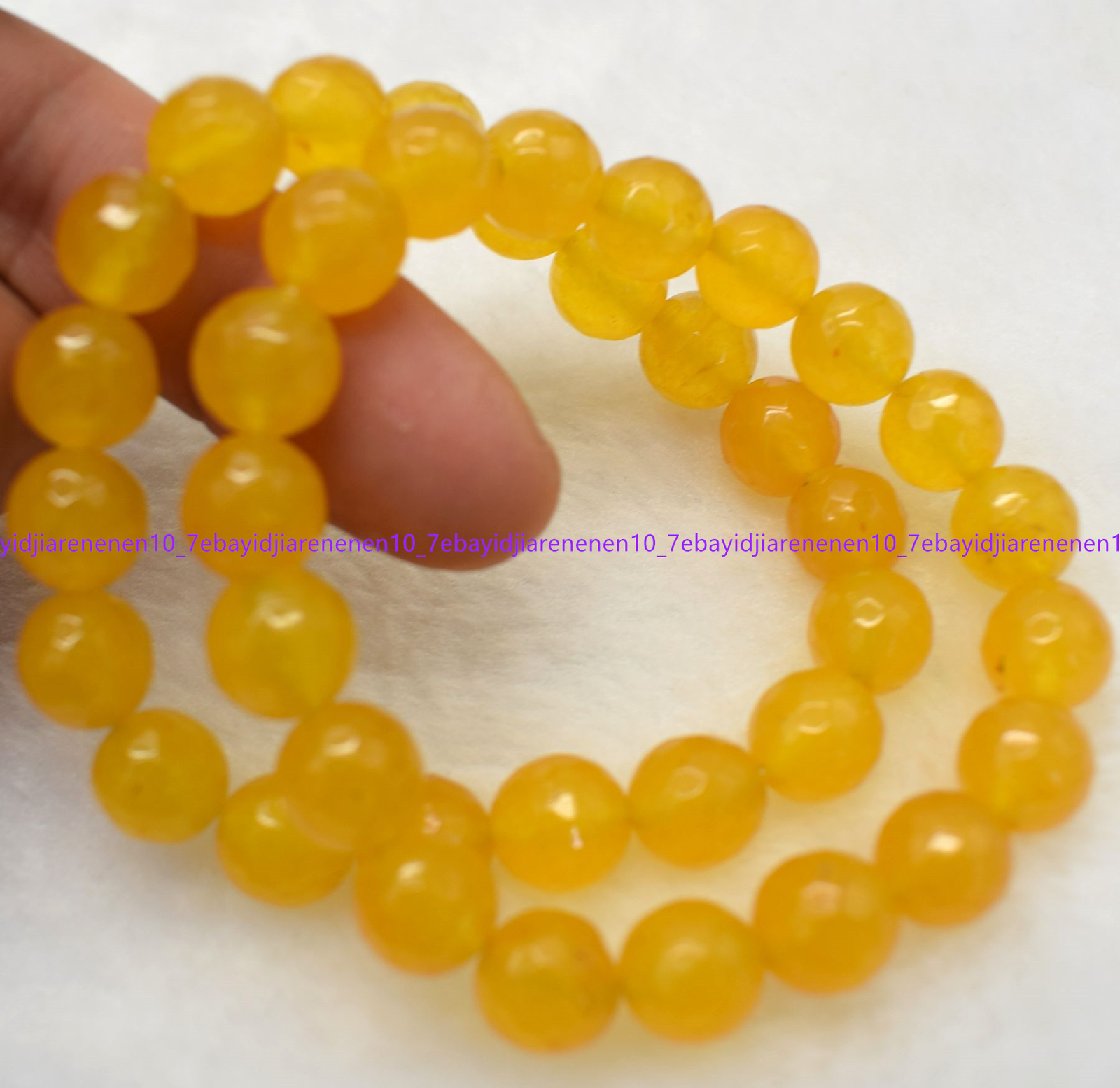 2 Pcs Natural Faceted 8/10/12mm Yellow Jade Gemstone Round Beads ...