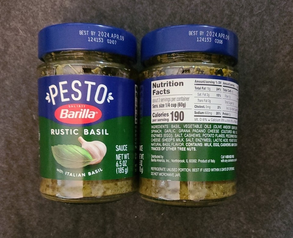 5 BARILLA Rustic Basil Pesto Sauce 6.5 oz. Jar Imported From Italy (K80 ...