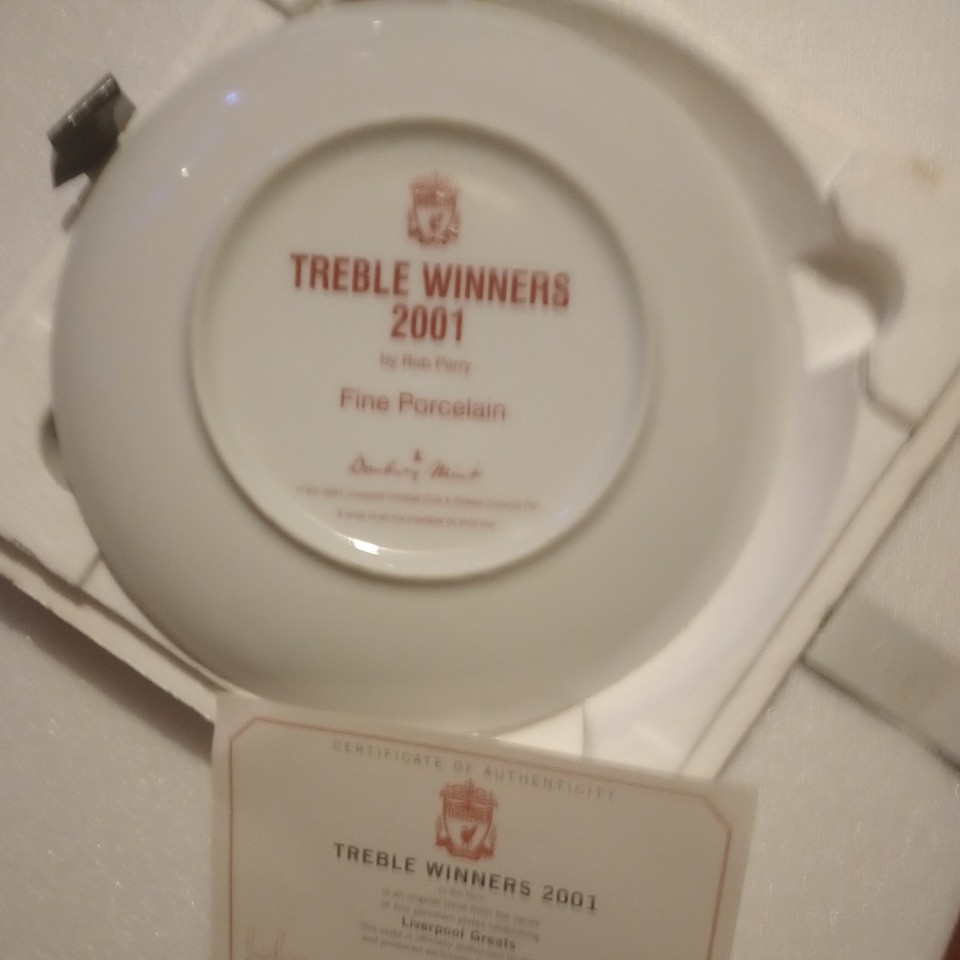 Liverpool Treble Winners 2001 Commemorative Plate Danbury Mint By Rob ...