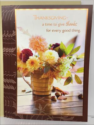 4 Hallmark Expressions Happy THANKSGIVING Card Anyone 8” x 5.5” Flowers ...
