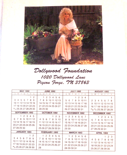DOLLY 1992 CALENDAR AND IN PARK PHOTO ON CAKE DISPLAY | eBay