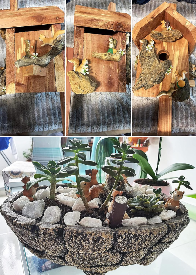 8Pcs Cute Realistic Miniature Squirrel Figures Ornaments, Mini Squirrel ...