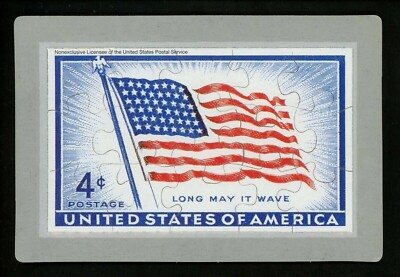 Novelty stamp PUZZLE postcard Scott #1094 US Flag Issue July 4 1957 ...
