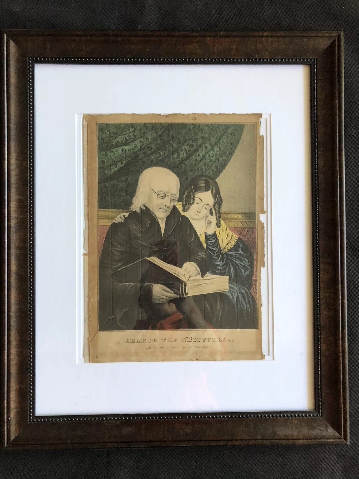 Currier and Ives Search The Scriptures Original Print 19 Century Nicely ...