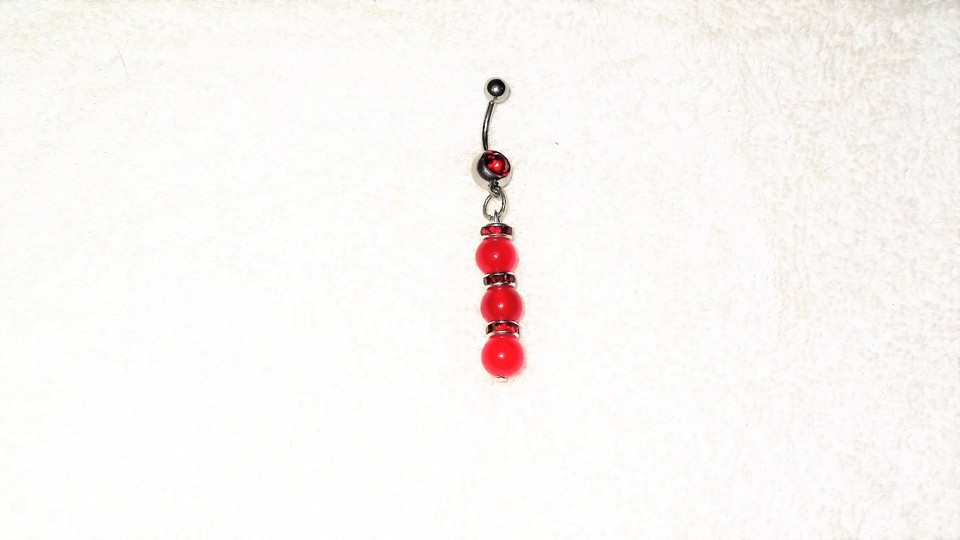 Red Jade Healing Stone Relaxing Beaded Belly Button Navel Ring Body ...