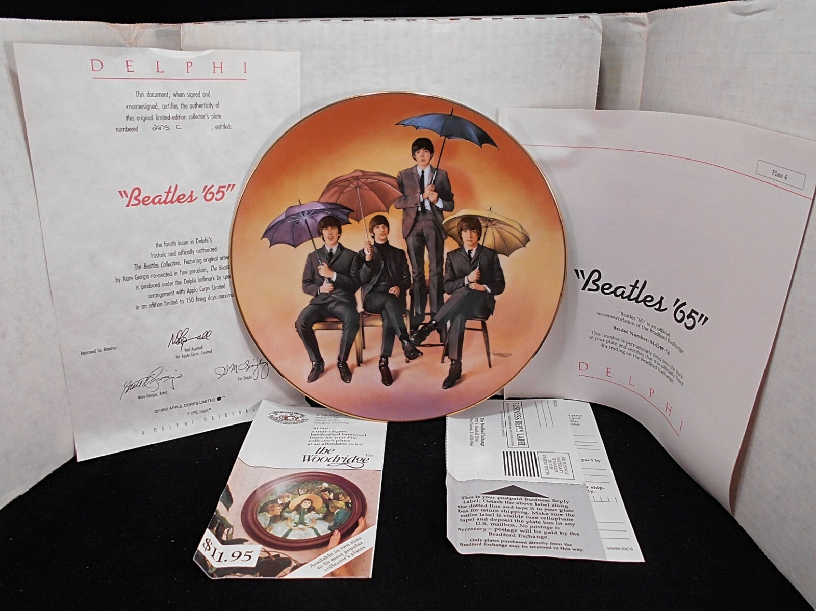 Beatles 65 Plate 4 COA Box 1992 Apple Collector Bradford Exchange ...