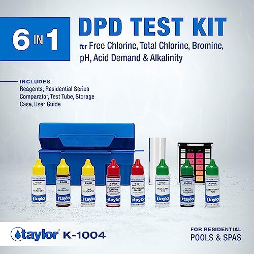 Taylor K-1004 DPD, 6-in-1 Pool Test Kit for for Free & Total Chlorine ...