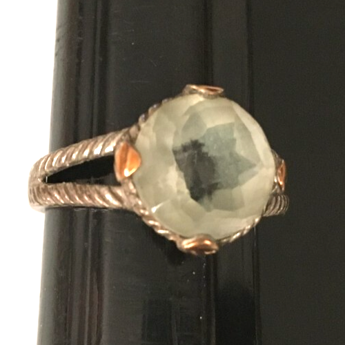 Vtg Ring MARKED 14K GOLD MC 925 STERLING SILVER Size 7 Aquamarine Band ...