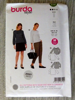 Burda 6144 Pattern STYLE ~ LONG SLEEVE TOPS ~ 2 STYLES ~ Misses 8-18 ...