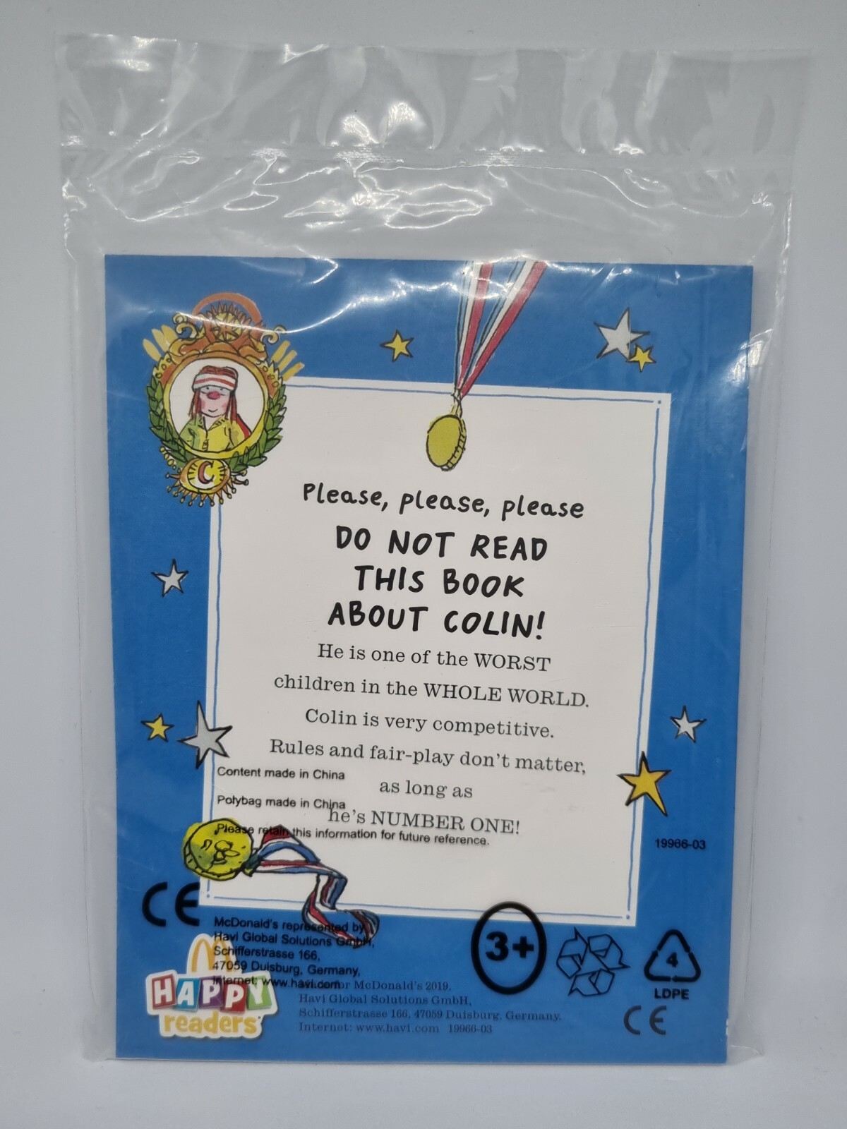 McDonalds Happy Meal Book David Walliams Competitive Colin | eBay