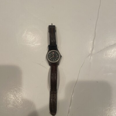 Vintage Wenger Marlboro Women's Date Watch Swiss Made Black Dial Brown ...