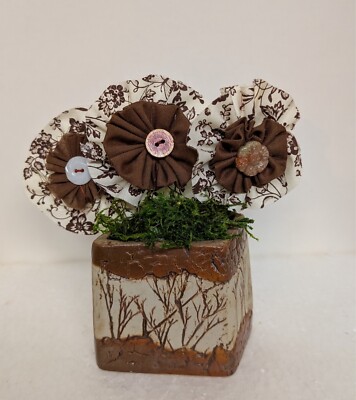 3 Rustic primitive shabby fabric flowers in handmade Malaysia ...