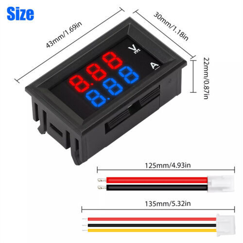 1X Digital Voltmeter Ammeter LED Dual Amp Volt Meter Current Gauge DC ...