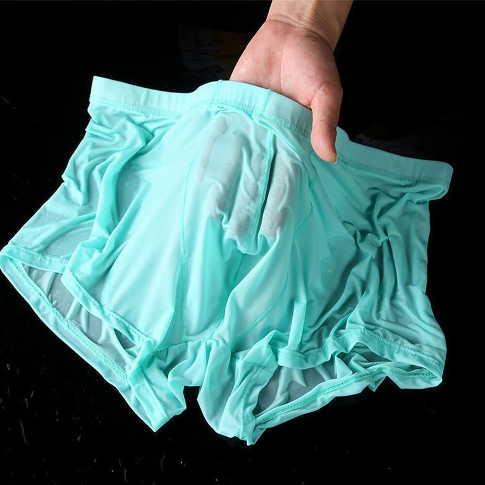 Mens Sexy Sheer See Through Boxer Briefs Underwear Mesh Shorts Trunks ...