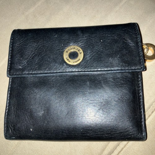 PERLINA Black Soft Leather Snap/Zip Wallet - EUC | eBay