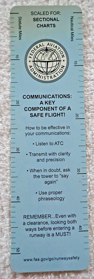 Flight Planning Scale Ruler World Aeronautical+Sectional Chart Statute ...