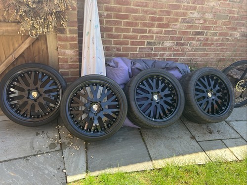Kahn design alloys 5 x 130 bolt pattern 20 inch black alloys x4 VW ...