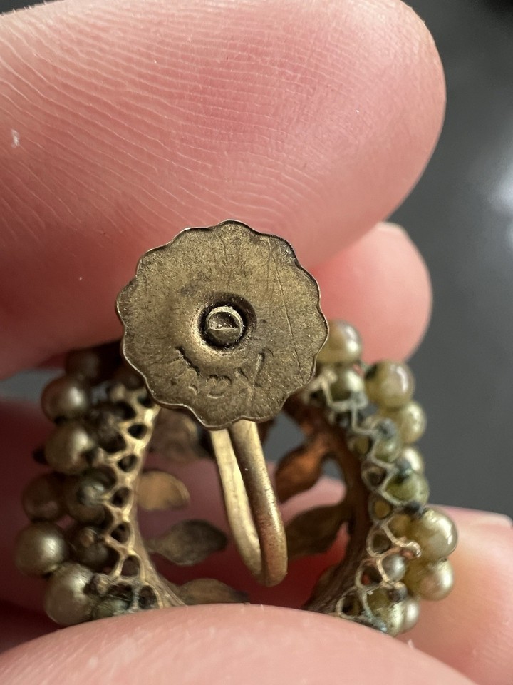 Antique Victorian Revival Screw-Back Earrings Lot-Floral Cluster ...