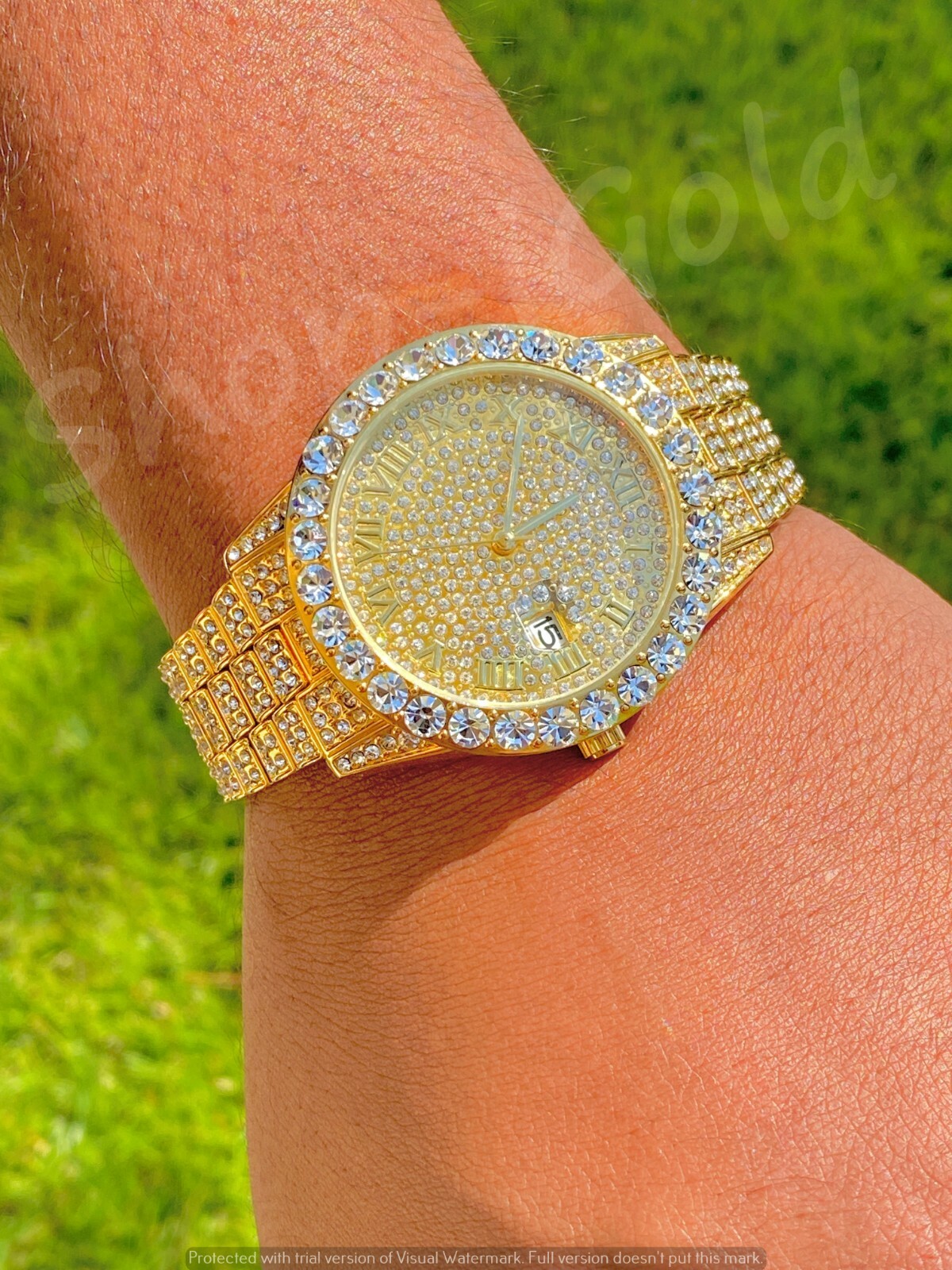 Mens Custom Fully Ice out Bling Round Icy Watch Iced Cz Quality ...