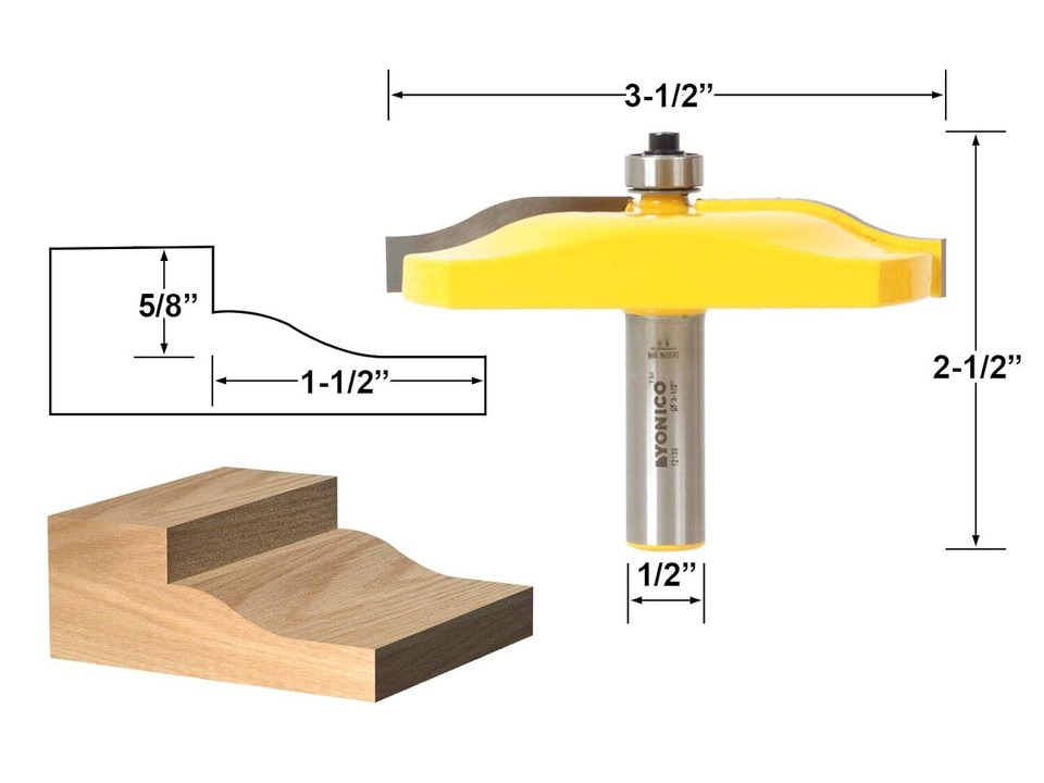 YONICO Raised Panel Cabinet Door Rail and Stile Router Bits Set 5 Bit ...