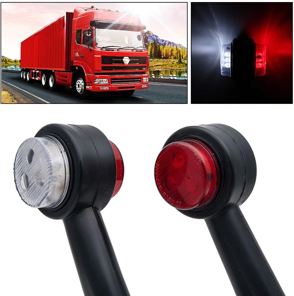 2X 8 LED SIDE OUTLINE STALK MARKER LIGHTS LAMP 12V White Red TRAILER ...