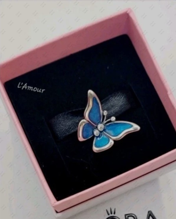 Authentic Pandora 925 Ale Blue Oversized Butterfly Charm 793747C01 w ...