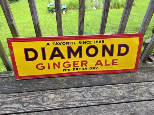 Vintage Diamond Gingerale Soda Advertising Single Sided Tin Sign ...