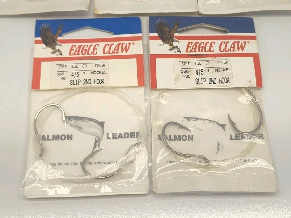 Lot Of 5 Eagle Claw 580-40 SALMON LEADER slip tie Size 4/5 Mooching ...