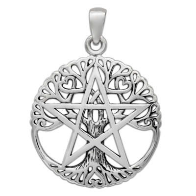 Sterling Silver Cut Tree Pentacle Pentagram Pendant Dryad Design Pagan ...