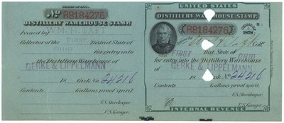 Internal Revenue Stamp signed by William Howard Taft - 1882-1887 dated ...