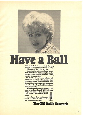 1960s LUCILE BALL FOR THE CBS RADIO NETWORK VINTAGE PRINT AD | eBay