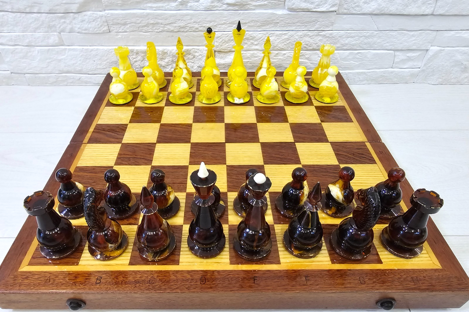 Rare Vintage Amber Chess Set 80's USSR Old Ambroid Chess Set antique ...