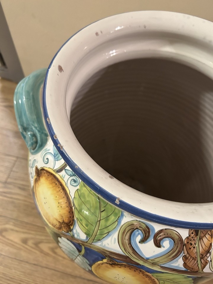 22" Massive Italian Deruta style Majolica Pottery Urn Planter~Hand ...