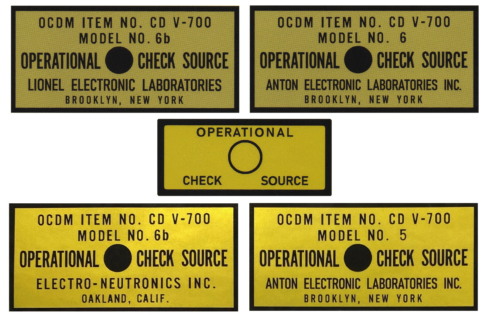 Check Source Label, Victoreen CD V-700 Model 6/6A/6B Geiger Counter ...