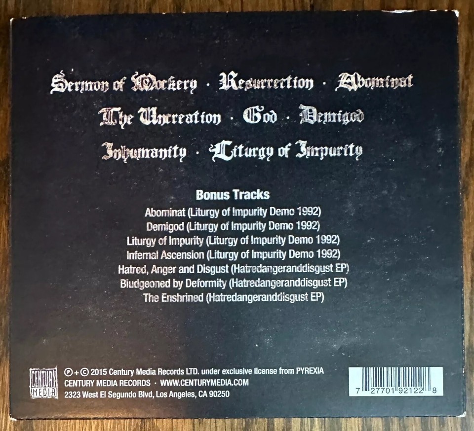 Pyrexia / SERMON OF MOCKERY [DIGIPAK] — 15-track 2015 single CD ...