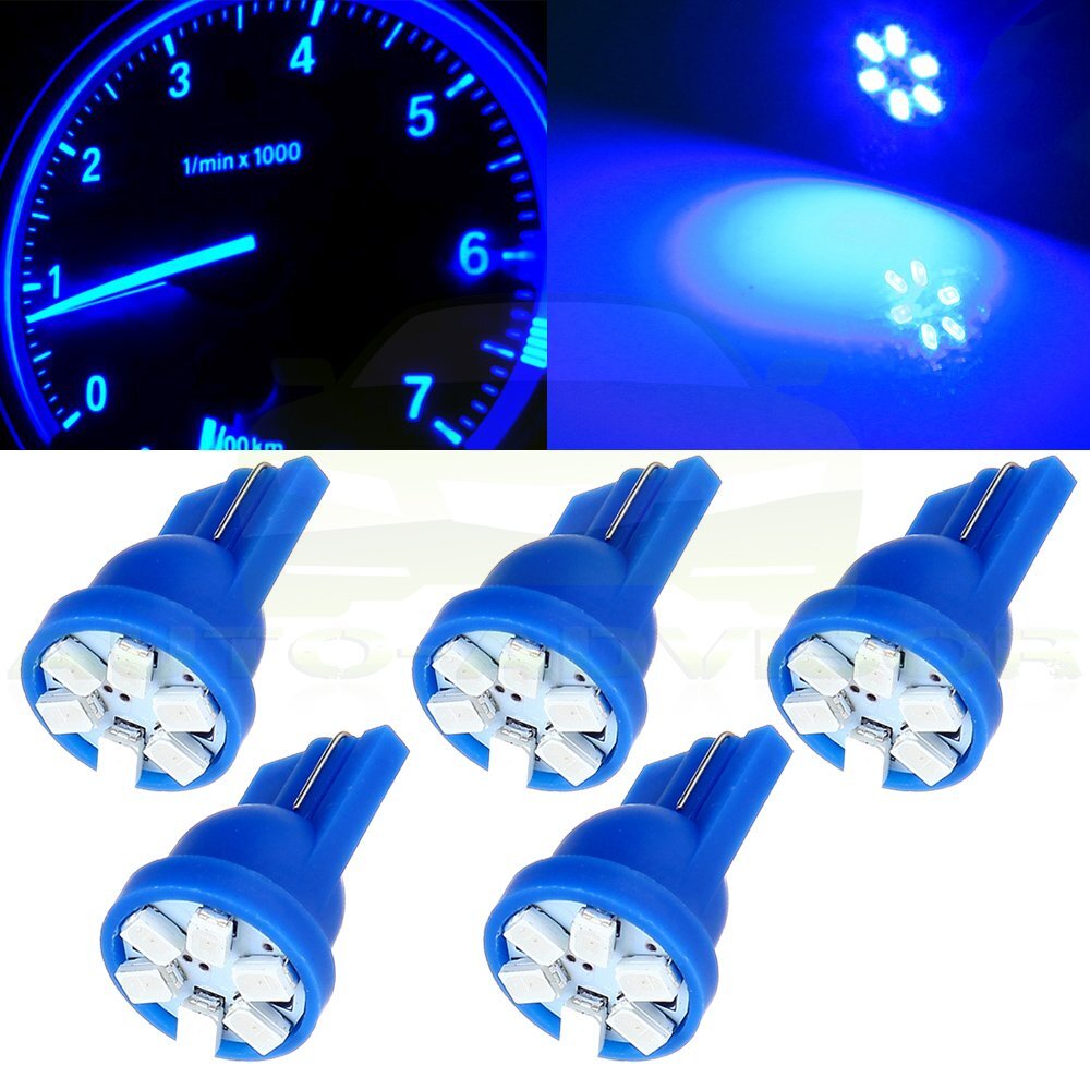 5pcs T10 LED Bulbs Car Wedge Panel Speedometer Instrument A/C Light ...