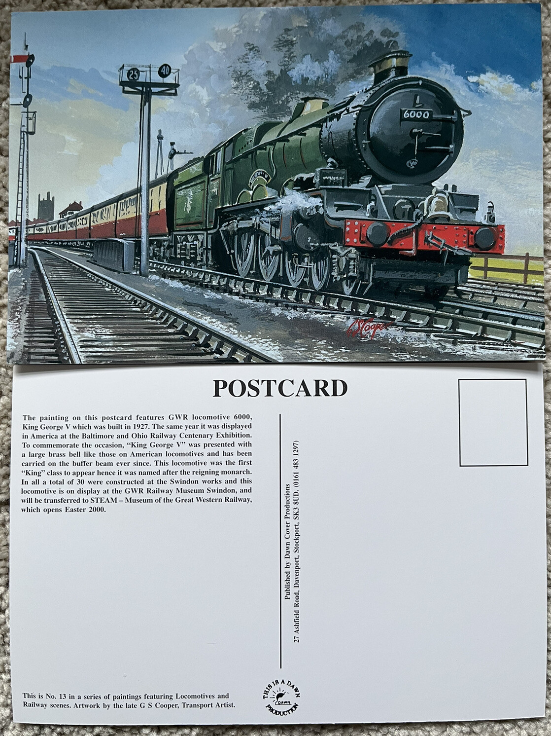 GWR Locomotive 6000 King George V 1999 Blank Postcard | eBay UK
