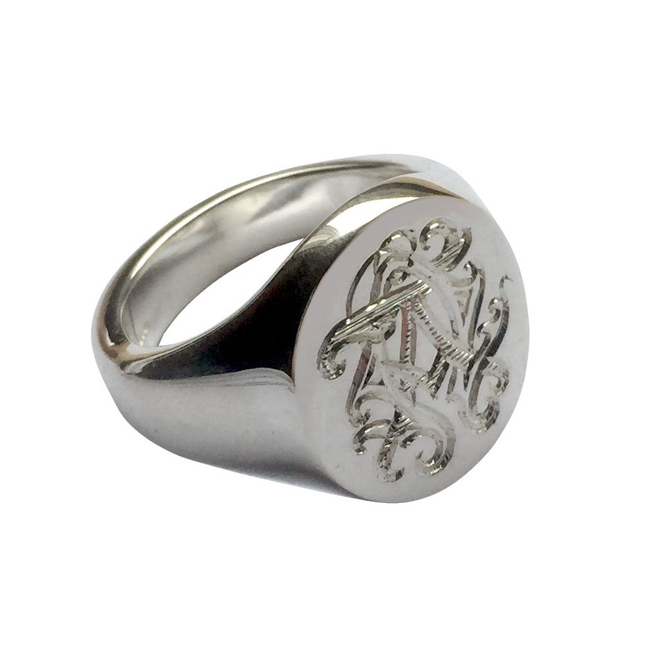 NEW Initials Engraved 925 Solid Sterling Silver Oval Signet Rings UK ...