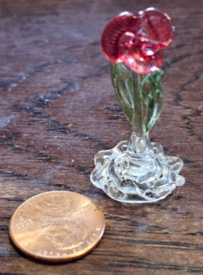 Miniature Glass Flower Red Rose Printers Tray | eBay