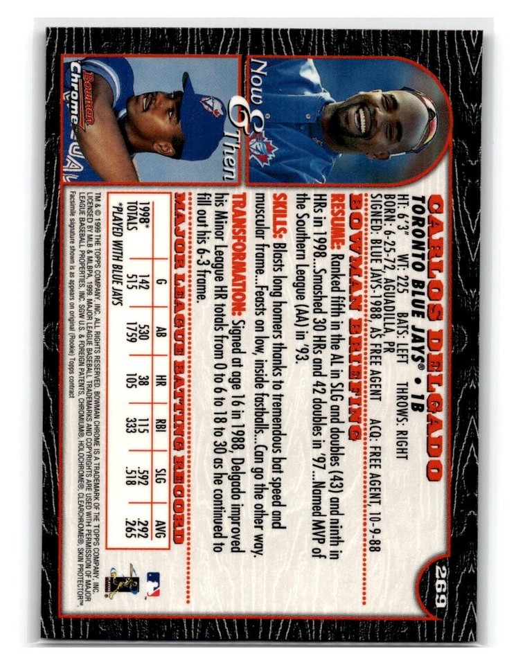 1999 Bowman Chrome - #269 Carlos Delgado | eBay