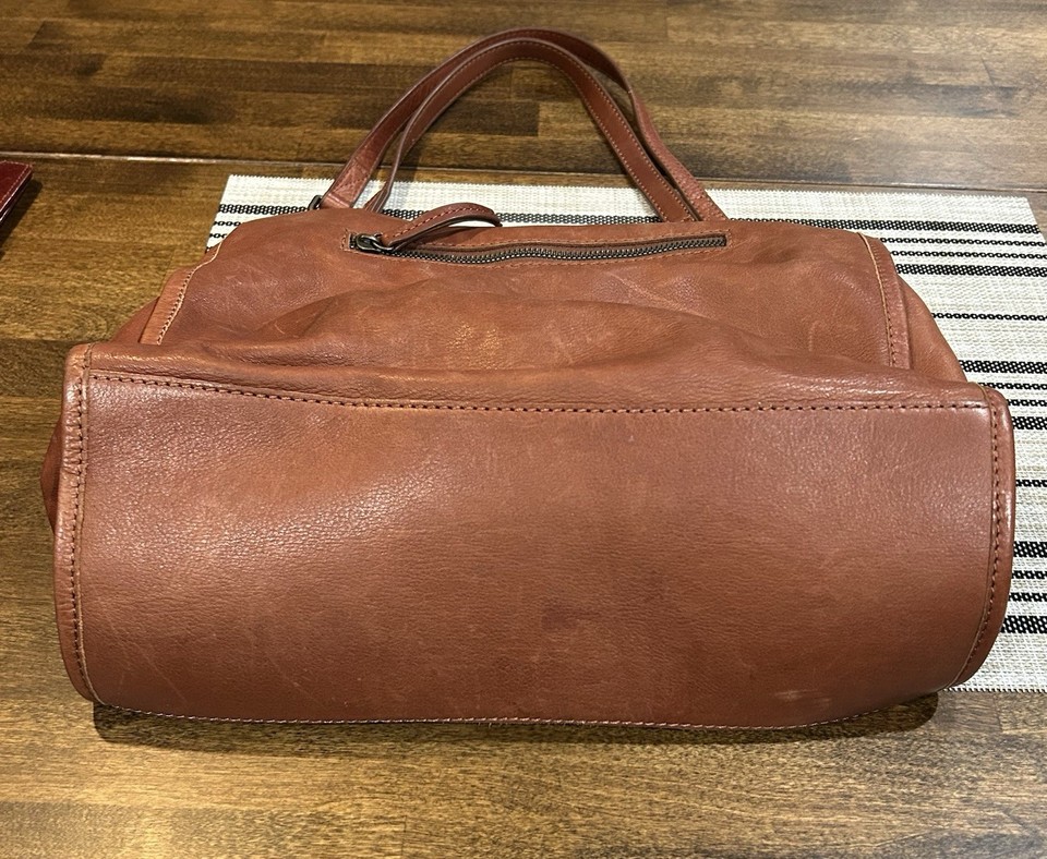 American Leather Co Lenox Triple Entry Satchel Brandy purse | eBay