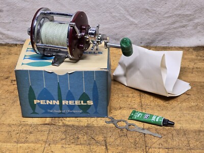 Penn Peerless Monofil No. 9 Green Handle Baitcasting Reel Original Box ...
