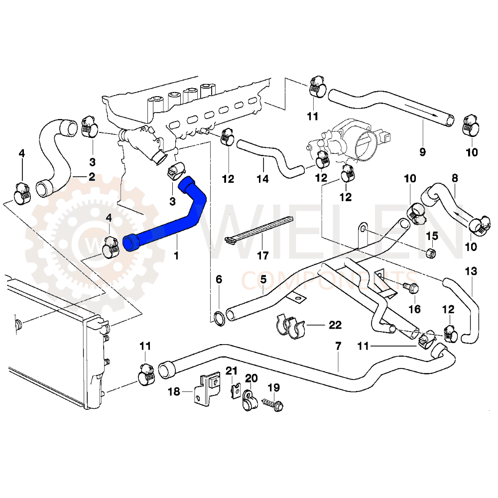 MANICOTTO RADIATORE TUBO RAFFREDDAMENTO PER BMW 5 E39 TOURING E39 ...